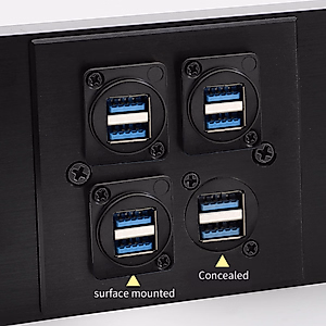 QIANRENON USB 3.0 Socket Dual USB Panel Mount Solderless Connector, USB 3.0 Female to Female Coupler Socket USB Panel Mount Pass Through Adapte for Audio, Video and Optoelectronic Networker