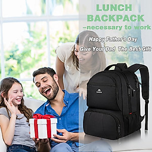 MATEIN Lunch Backpack for Men Work, 18 Inch Large Insulated Backpack Cooler with USB Charging Port, Water Resistant Lunch Box Backpack with Laptop Compartment for Travel Business College Picnic, Black
