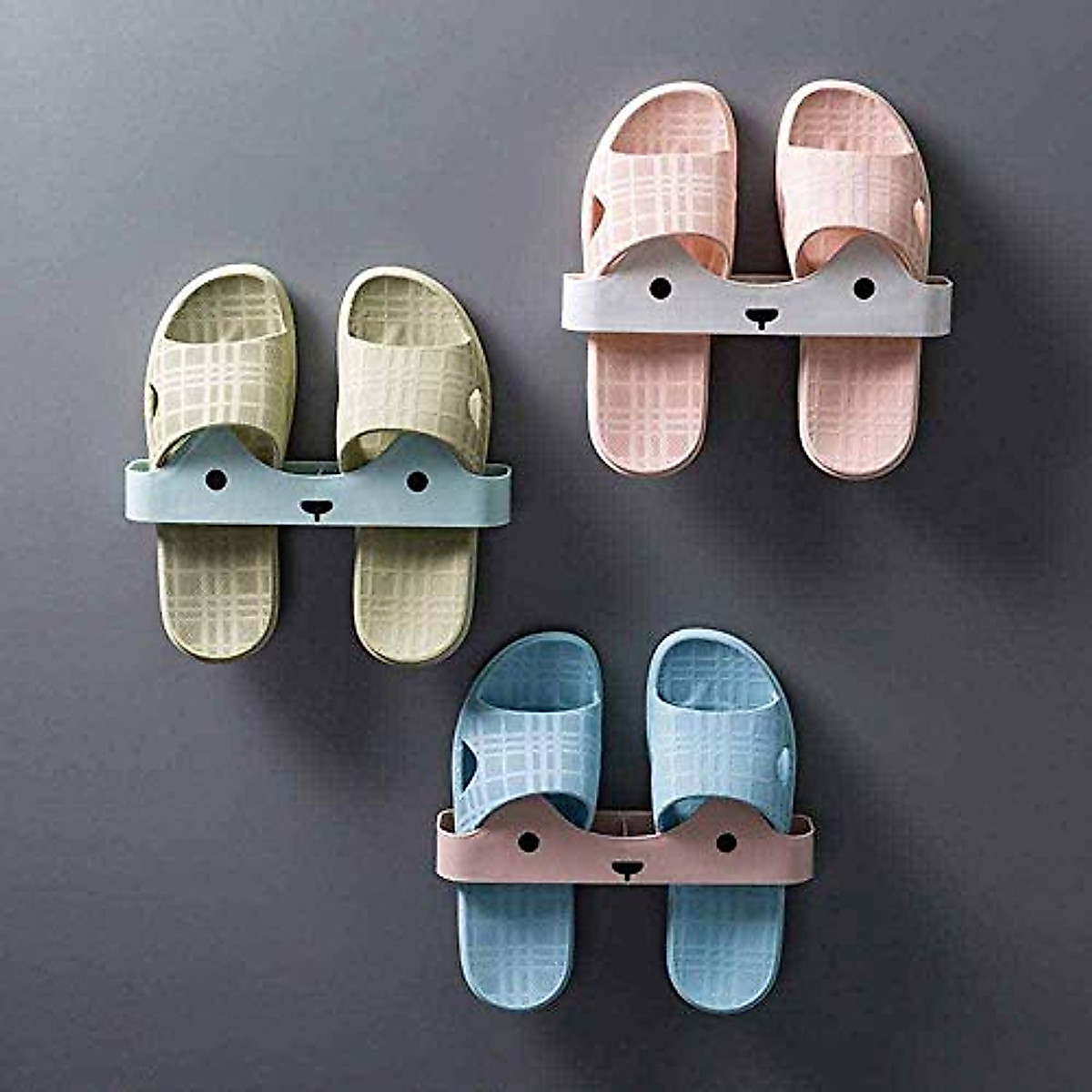 ANMMBER Slippers Rack Shoes 1 Wall Mounted ABS Collapsible Holder Hanger Foldable Towel Storage with Self Adhesive for Bathroom (Color : E)