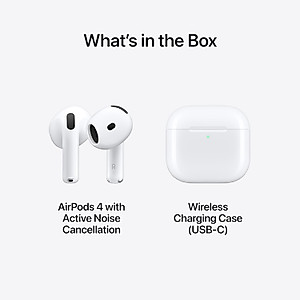 Apple AirPods 4 Wireless Earbuds, Bluetooth Headphones, with Active Noise Cancellation (Renewed)
