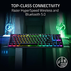 Razer DeathStalker V2 Pro TKL Wireless Gaming Keyboard: Low Profile Optical Switches Linear Red - HyperSpeed Wireless & Bluetooth - Chroma RGB - Up to 200 Hr Battery Snap Tap