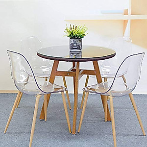GreenForest Acrylic Ghost Chairs Clear Dining Chairs with Crystal Transparent Seat,Modern Mid Century Dining Chairs Set of 4, Plastic Shell Accent Side Chairs for Kitchen,Lounge
