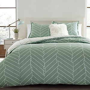 City Scene Ceres Collection Duvet Cover Set-100% Cotton, Reversible & Ideal for All Seasons, Softens with Each Wash, King, Mint
