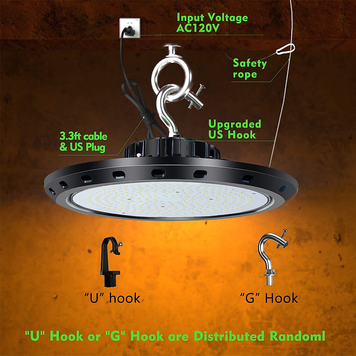 bulbeats 250W LED High Bay Light 35000lm (Eqv.1000W MH/HPS) High Bay LED Light, 5000K UFO High Bay Lights Suit for 30-40FT Warehouse,Energy Saving Upto 1840KW*4/Y(5Hrs/Day)- 4Pack