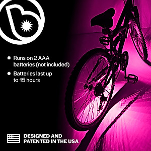 Brightz GoBrightz LED Bike Frame Light, Pink - LED Bike Frame Light for Night Riding - 4 Modes for Flashing or Constant Glow - Fun Safety Light Bike Accessories for Kids, Boys, Girls, Teens & Adults