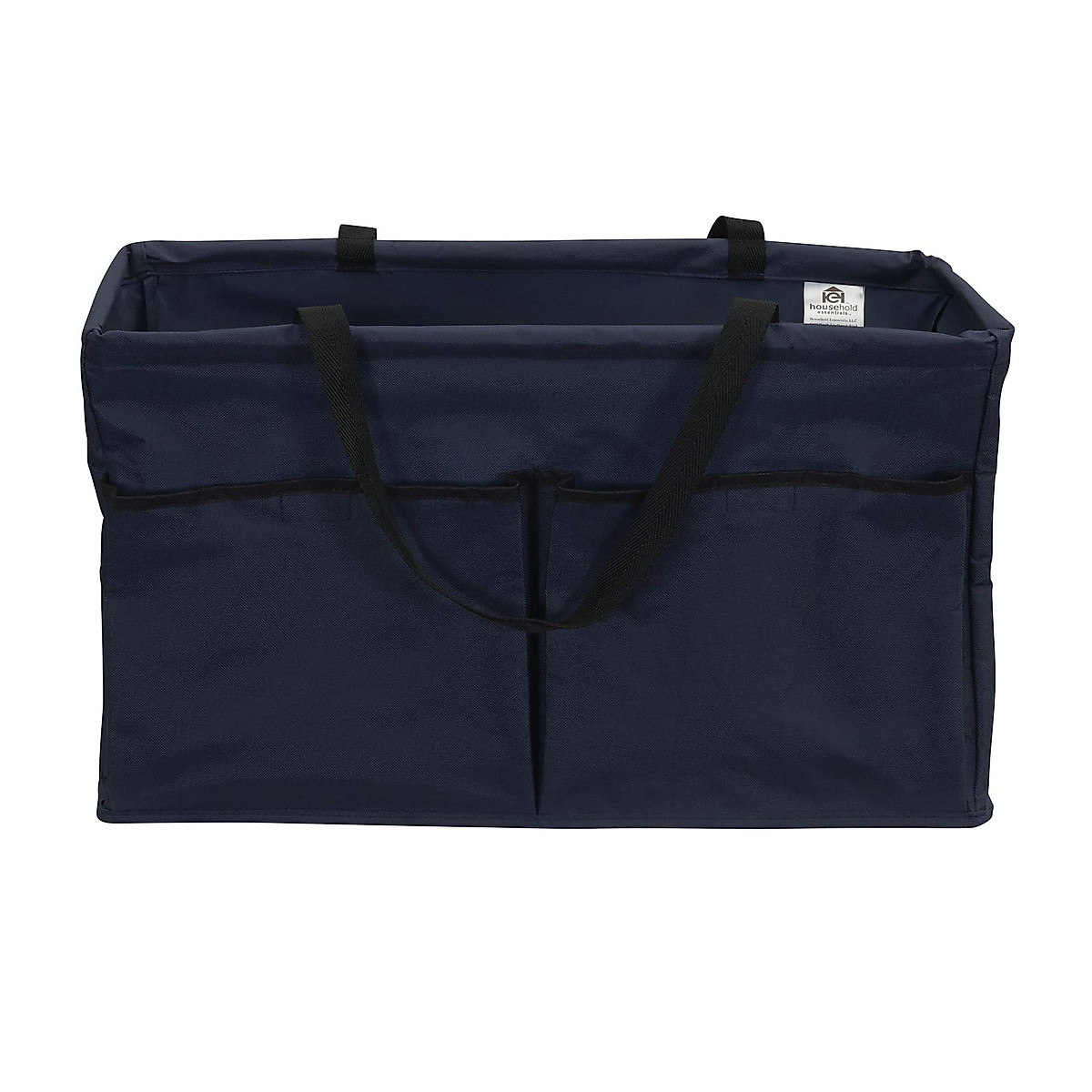 Household Essentials Blue Krush Canvas Utility Tote with Pockets | Reusable Grocery Bag Black Trim