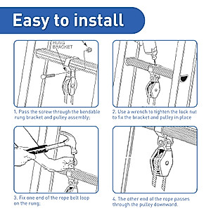 GRONGU Extension Ladder Rope & Pulley Kit Replacement Part Compatible with Werner Aluminum and Fiberglass Extension ladders Replacement for Werner 31-12 Pulley Kit and AC30-2 Extension Ladder Rope