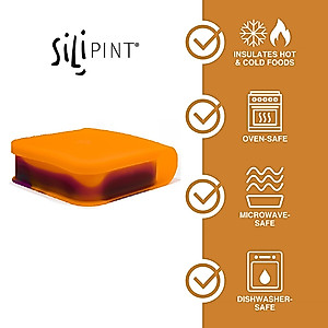 Silipint: Silicone Go Go Bowls: Set of 4: Sun Storm - Sizes: 10, 20, 30 oz & Sandwich Size - Microwavable, Attached Lid, Sustainable