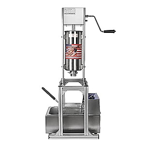 Commercial Churro Maker, Vertical Spanish Churro Machine, Heavy Duty Manual Churro Maker, 6L Electric Fryer, 4 Nozzles