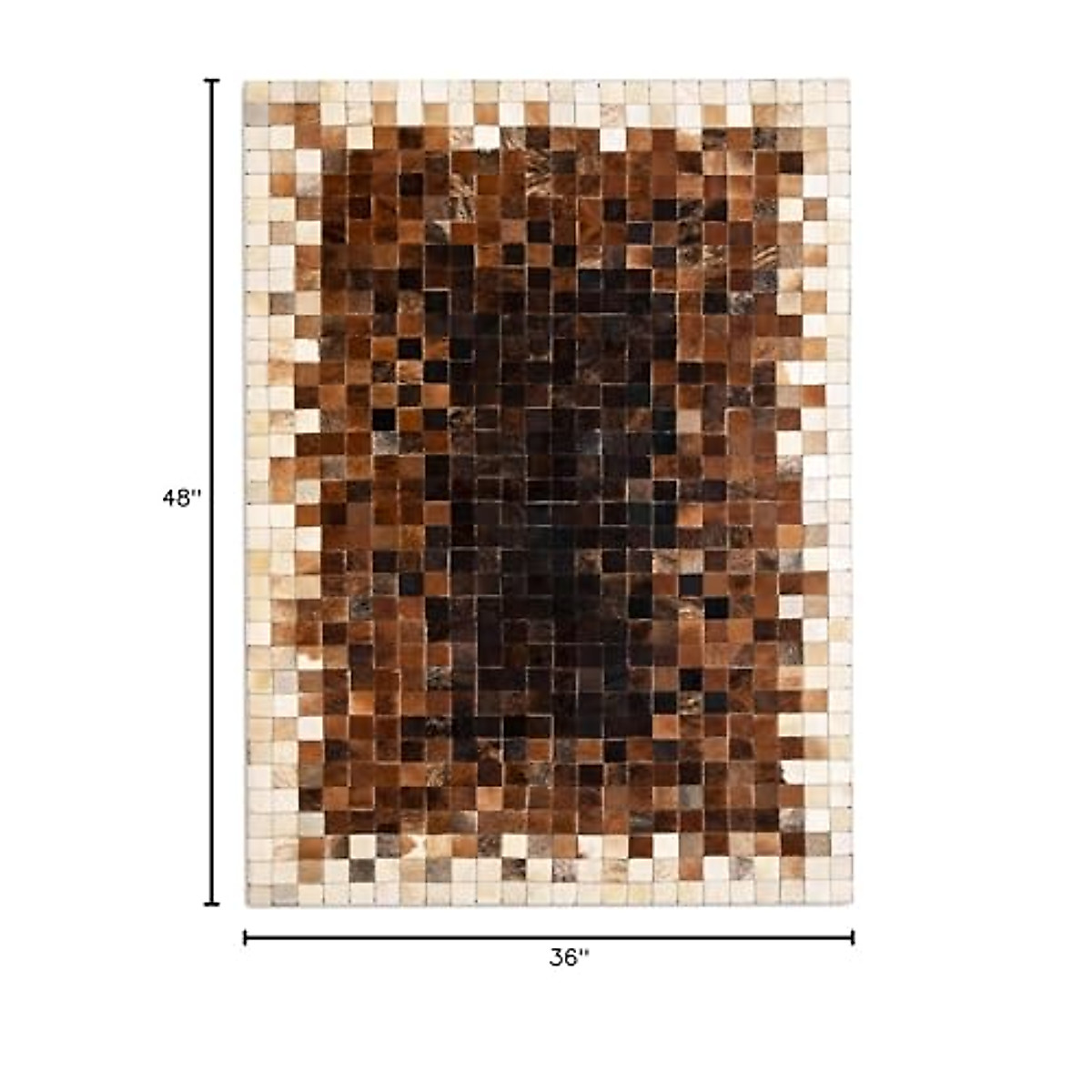 FOTA 100% Genuine Leather Cowhide Patchwork Area Rug Cow Skin Soft Hair Suede Carpet Throw Real Natural Pattern Cowhides Rustic Barn House Decor Western Southern Boho (Black Center Mix, 4' x 3')