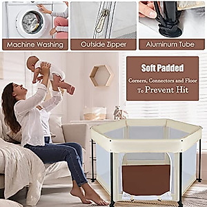 Bend River Portable Baby Playpen with Padded Floor, Toddler Beach Tent with Detachable Canopy, Play Yard for Indoor and Outdoor White