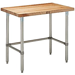 John Boos SNB08 Maple Top Work Table with Stainless Steel Base and Bracing, 48" Long x 30" Wide x 1-3/4" Thick