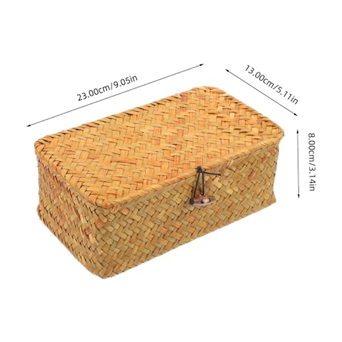 Ipetboom Desktop Stand Woven Baskets 1 Woven Basket Straw Basket with Lid Basket Box Rattan Desktop Clothes Sundries Storage Box for Home Decor (S) Storage Drawers Small Basket