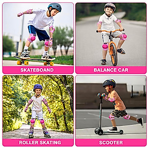 Youth/Kids Knee Pads Elbow Pads Wrist Guards Protective Gear Set for 3-15 Years Child Roller Skates, Skateboard, Cycling, Inline Skating, BMX Bike, Balance Bike, Scooter Riding and Other Outdoor Sports