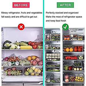 Ellennice 7 Pack Fridge Organizers-Stackable Refrigerator Organizer,Clear Plastic Storage Bins, BPA-Free Fridge Organizers and Storage Clear for Food, Drinks, Fruits, Vegetable Storage