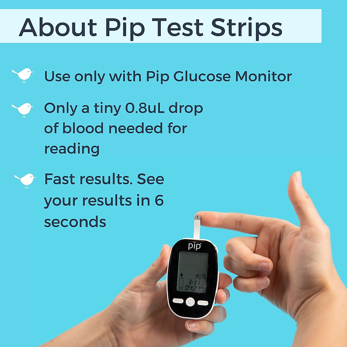 Pip Blood Glucose Test Strips (50 Count)