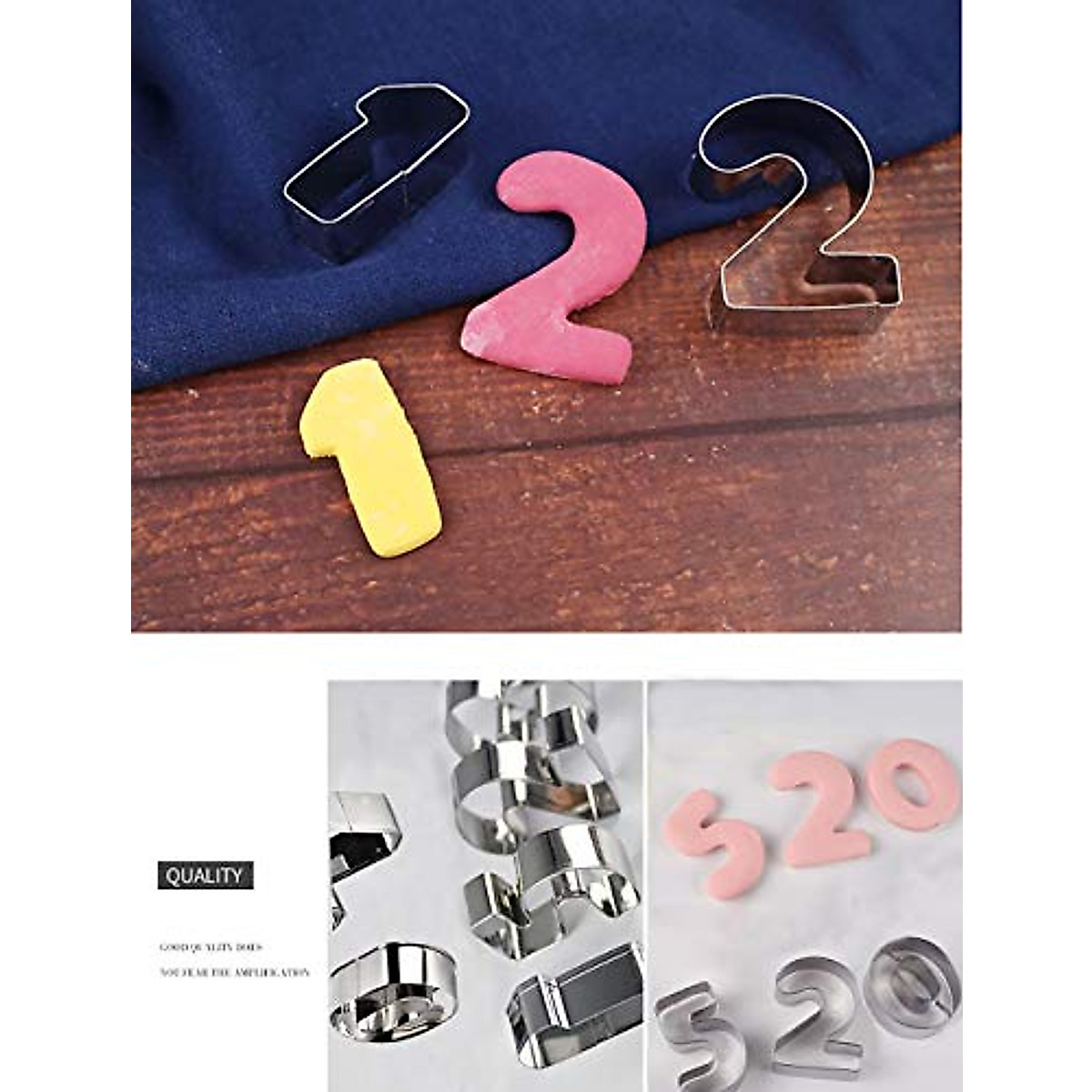 HoaBoly Large Number Cookie Biscuit Cutters Set 3 Inches, 9 Piece Stainless Steel Numbers Cutter Set Tools for Kitchen,Baking