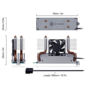 ICY BOX Aluminum Alloy Heatsink with Fan for The Most Heat Dissipation with Silicone Thermal Pad Designed Specially for M.2 SSD 2280 DIY Desktop PC SSD Black