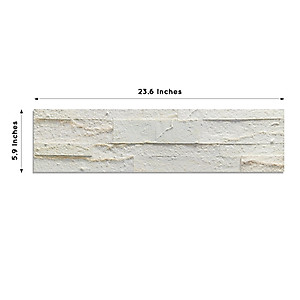 Stoneflex Peel and Stick Self Adhesive 3D Stone Tiles - Stick on Kitchen Backsplash Living Room Office Bathroom Wall Tan White (10 Pack)…