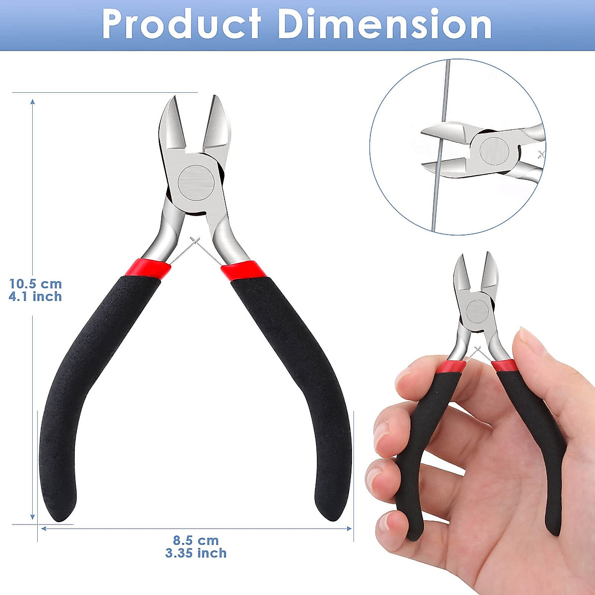 Wire Cutters, Small Side Cutters for Crafts, Flush Cutting Pliers for Jewelry Making, Floral Wire Cutters for Artificial Flowers, Zip Tie Cutters for Cable Tie, Wire Cutting Tool for Guitar Strings