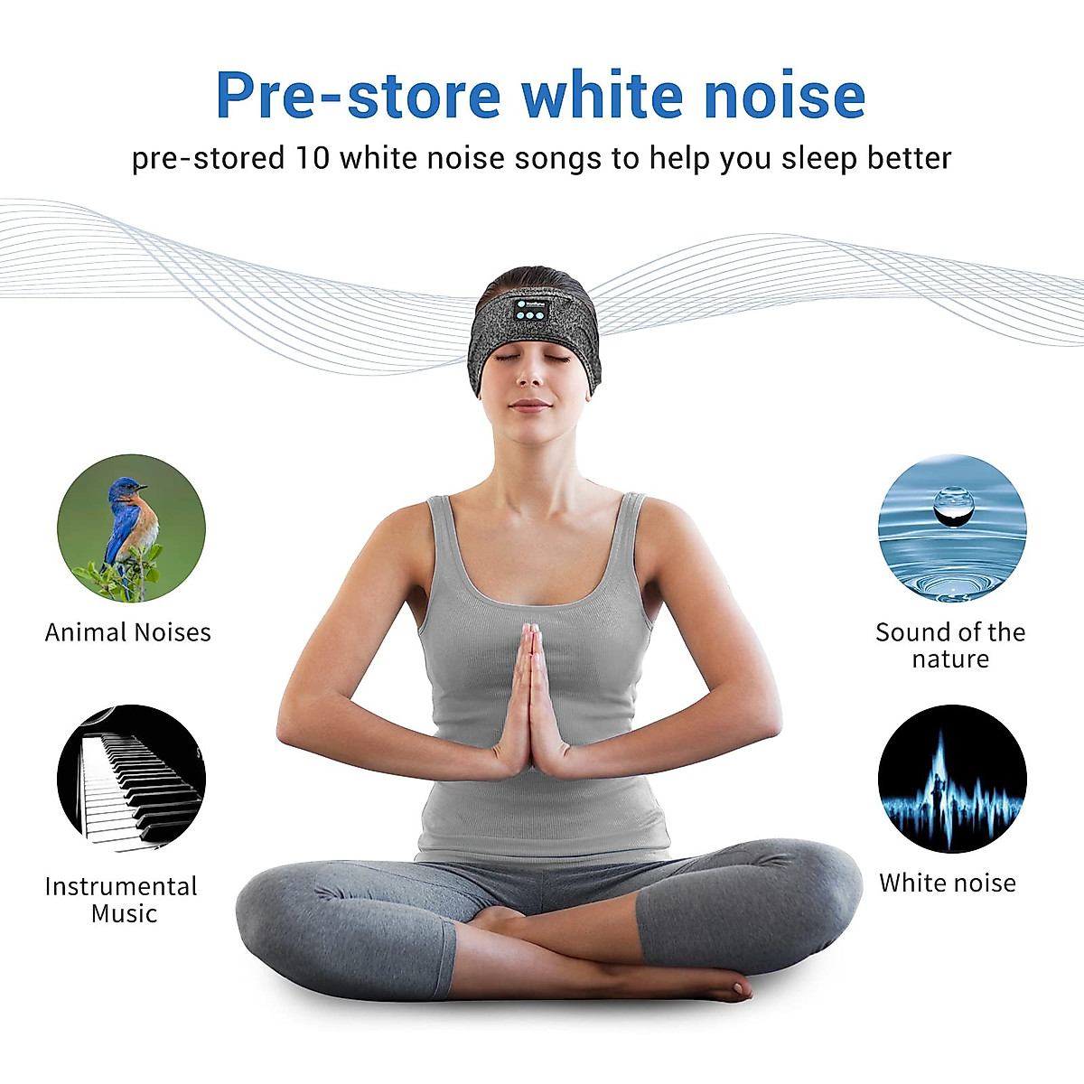 Sleep Headphone Headband Wireless Music Cozy Band with HD Speakers Handsfree Microphone for Sports, Gifts (2022 Upgraded Version)