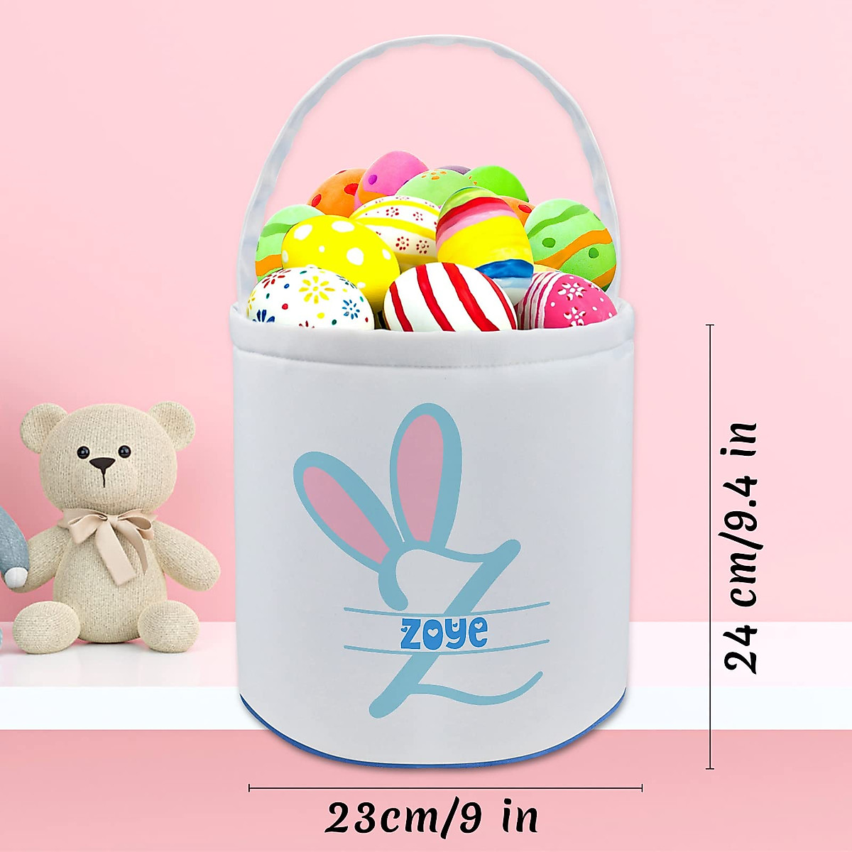 Personalized Easter Basket for Kids Boys Girls with Name Custom Buny Easter Baskets with Handle Eggs Candy Gift Bags Toy Storage Basket-Design 16