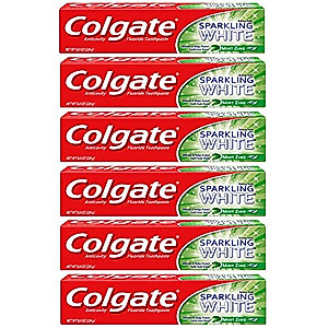 Colgate Sparkling White Whitening Toothpaste, Mint - 8 ounce (6 Pack)