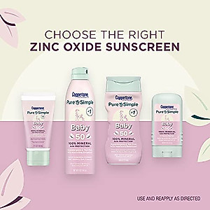 Coppertone Pure and Simple Baby Mineral Sunscreen Pack, Hypoallergenic and Tear Free Sunscreen for Babies, Baby Sunscreen Spray SPF 50, 5 Oz Can + Baby Sunscreen Stick SPF 50, 0.49 Oz