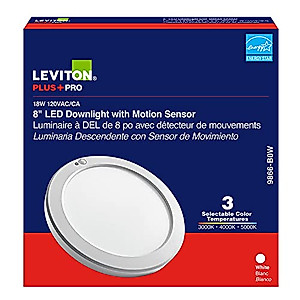 Leviton 9866-BOW, White 8" LED Downlight with Motion Sensor