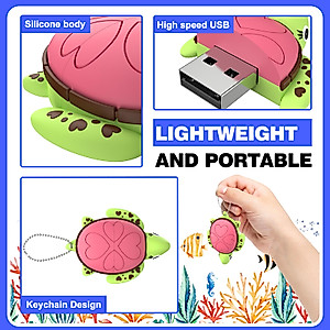 Thumb Drive 64GB Cute USB Flash Drive Keychain Kepmem 64G Novelty Jump Drives Zip Drive Baby Sea Turtle 64 GB USB 2.0 Memory Stick Pendrive for Home Family Video