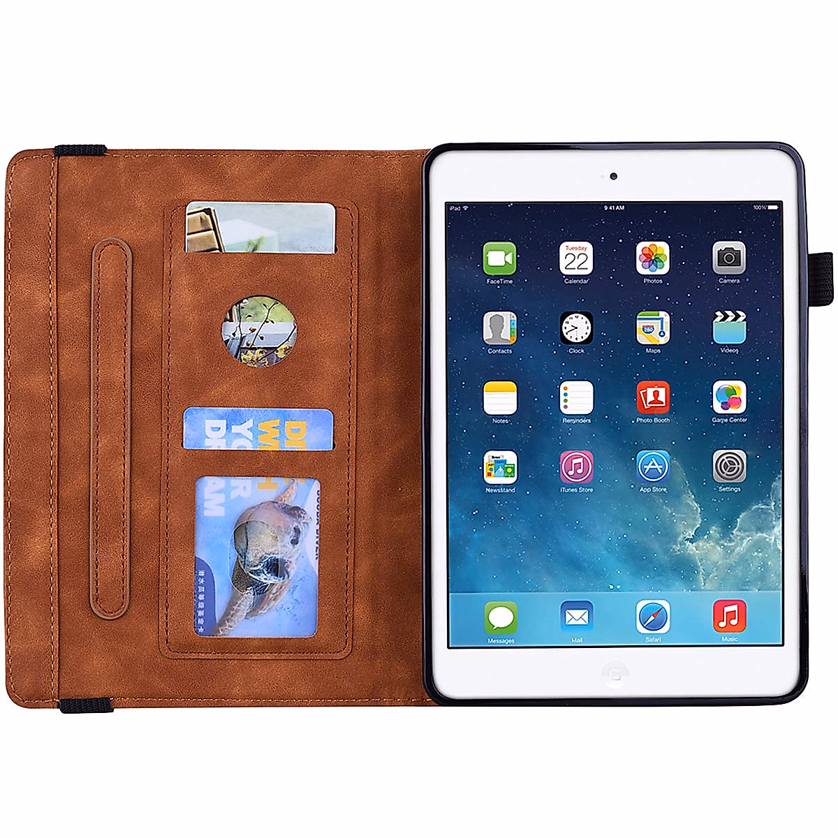 TIPOYOROO iPad Mini 5 Case, iPad Mini 7.9 inch Mini 2/ Mini 3/Mini 4/ Mini 5 Cover, PU Leather Lightweight Slim with Multiple Viewing Angles Card Holders for iPad Mini1/2/3/4/5- Brown
