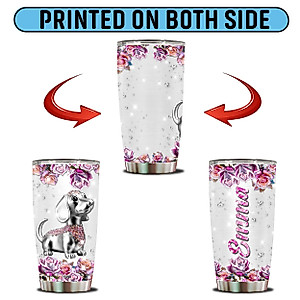 WONWIX Personalized Dachshund Themed Gifts for Women, Girls, Wife, Daughter, Insulated Stainless Steel Tumbler, Mug, Cup, Water Bottle, Perfect for Christmas, Birthday, Mother's Day, Valentine