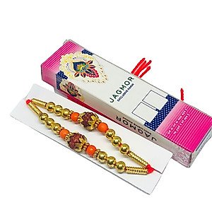 JAGMOR Set of 2 Big Rudraksha Rakhi | Bhaiya Bhabhi Rakhi Set | rakhi bracelet | rakhi for bhai | Rakhi for Brother | Indian Rakhi | rakhi for boy | Indian Rakhee | Designer Rakhi