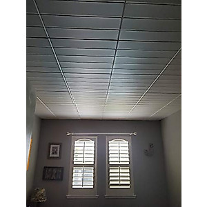 A La Maison Ceilings R104 Bead Board Foam Glue-up Ceiling Tile (256 sq. ft./Case), Pack of 96, Plain White