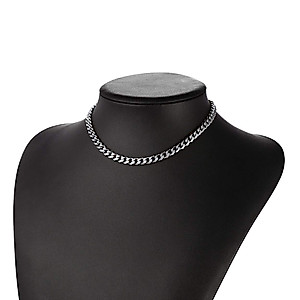 Stainless Steel Chains for Women Necklace 6mm Choker Curb Chain Length 14inch