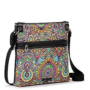 Sakroots Women's Artist Circle Flat Crossbody, Rainbow Wanderlust