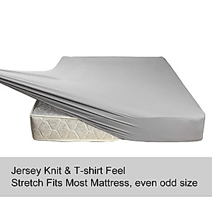 Full Size Fitted Sheet Only - 4-Way Stretch Knit, Snug Fit, Wrinkle Free & Stay in Place, No More Slipping Off for Mattress, Soft & Comfortable - Light Gray, Full