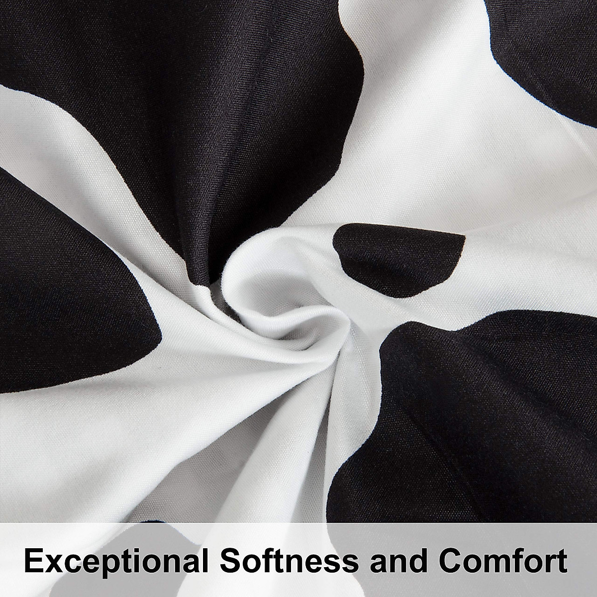 NTBAY Microfiber Queen Duvet Cover Set, 3 Pieces Ultra Soft Cow Printed Comforter Cover Set with Zipper Closure and Corner Ties, Black and White