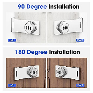 Mechanical Password Rotary Hasp Locks, Door Security Slide Latch Lock for Small Doors, Cabinets, Barn Door, Bathroom, Outdoor, Garage, Garden (2 Packs Silver)