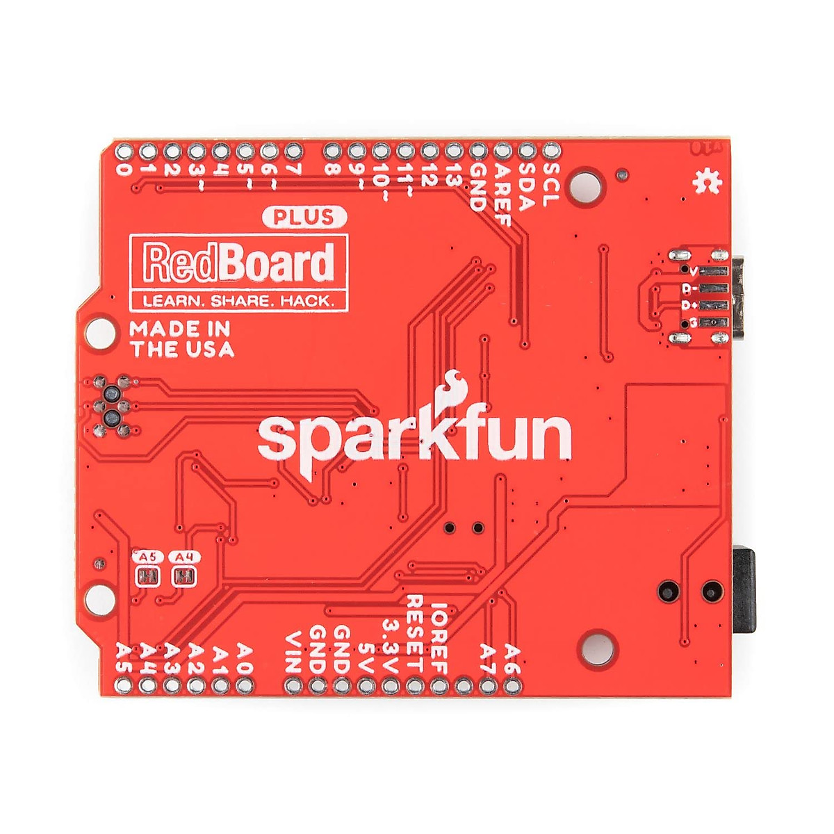 SparkFun RedBoard Plus - ATmega328P microcontroller with Optiboot (UNO) Bootloader - Qwiic Connect System - USB-C Connector - Additional Features to Our RedBoard Qwiic - Input Voltage 5V-15V