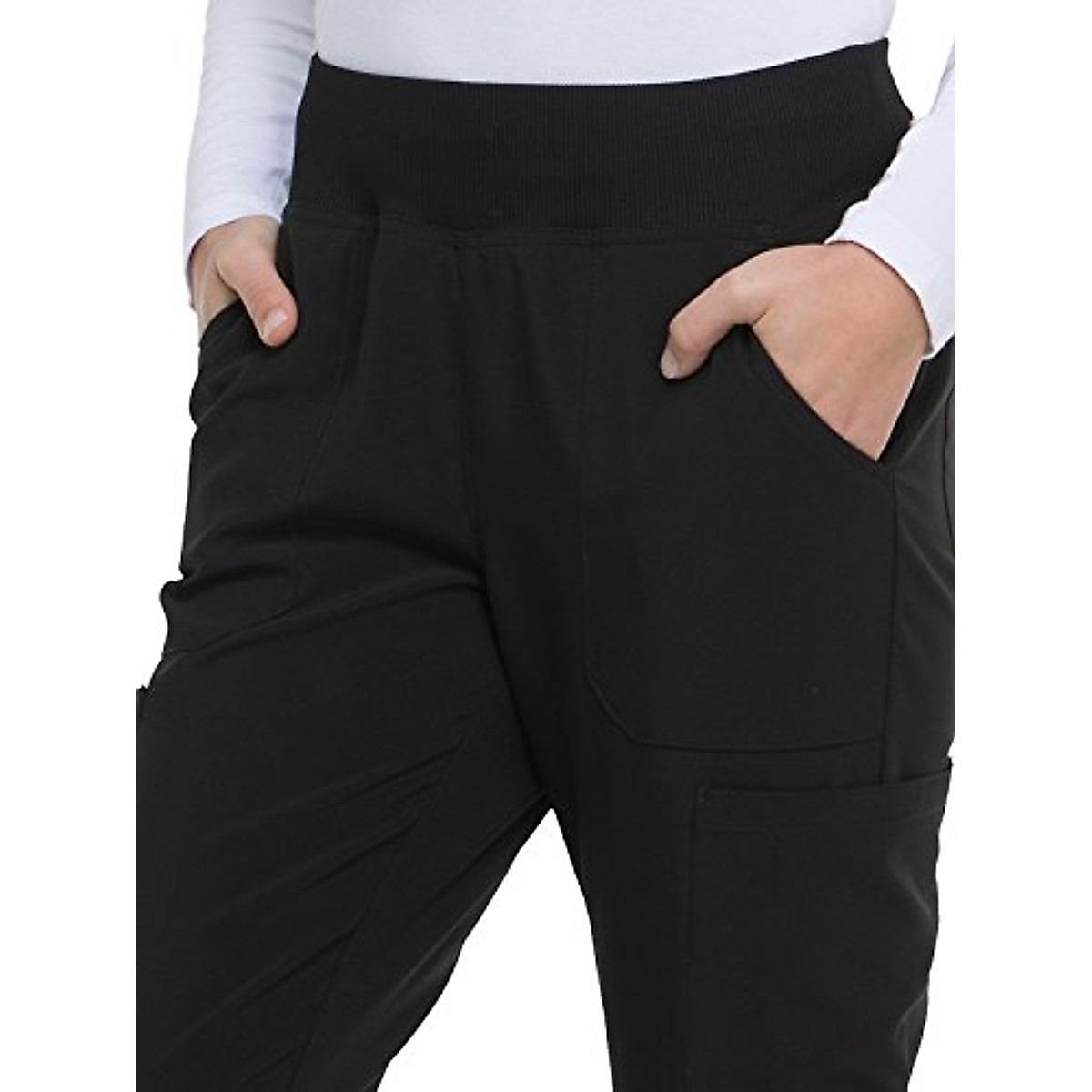 EDS Essentials Scrubs for Women, Yoga-Inspired Pull-On Pant with Four-Way Stretch and Moisture Wicking DK005, M, Black