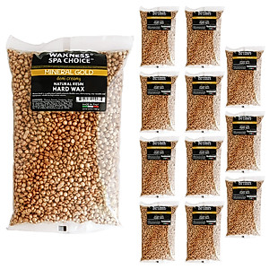 Waxness Spa Choice Mineral Gold Demi Creamy Hard Wax Beads 2.2 lb / 1 kg Pack of 12