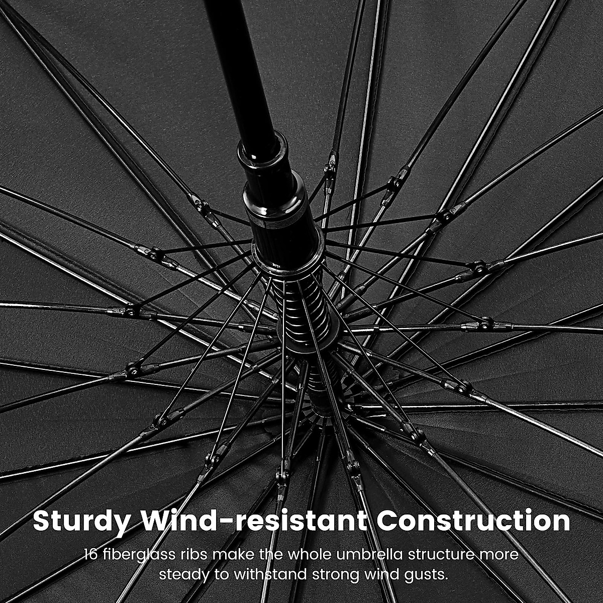 G4Free 54 Inch Large Windproof Umbrella for 2 Persons, 16 Ribs Auto Open Classic Wooden J Handle Cane Stick Golf Rain Umbrellas for Men Women Travel 120cm