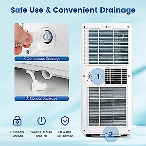 SIMOE 10000 BTU Portable Air Conditioners, Portable AC Unit with Cool, Dehumidifier & Fan Modes, Cools up to 350 Sq. Ft, Room Air Conditioners with Remote Control, 24 Hour Timer, Installation Kit