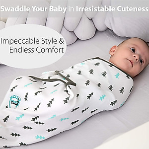 Baby Swaddle Blanket Wrap for Newborn & Infant, 0-3 Months 100% Breathable Cotton Swaddlers Sleep Sack with Adjustable Wings, 3 Pack Swaddling Blankets for Boys and Girls (Cactus)