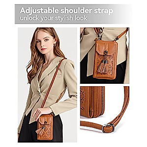 SIIHENRRY Small Crossbody Cell Phone Purse for Women, RFID Blocking Wallet Purse with Tassel, with Credit Card Slots