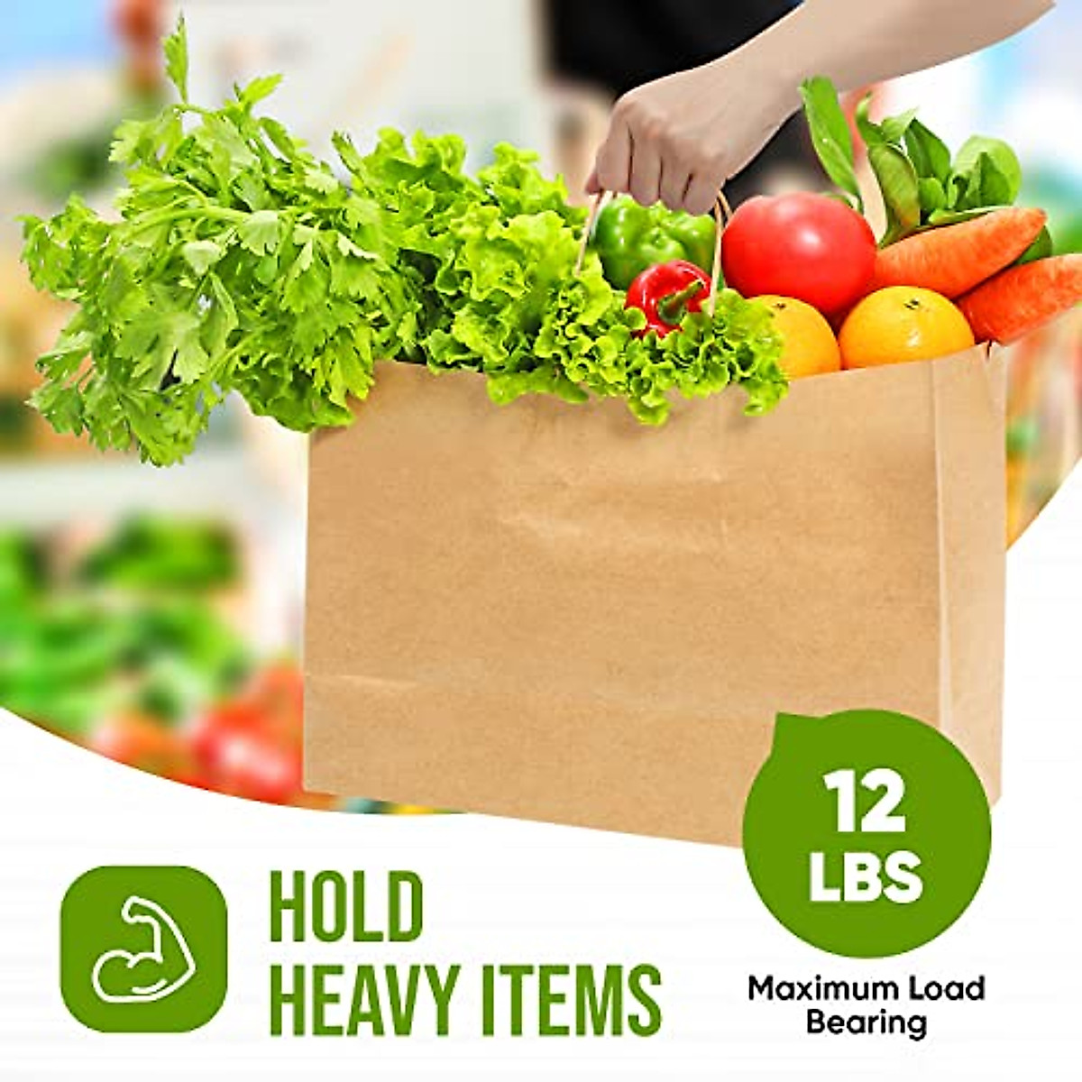 Tobvory Kraft Paper Bags - 50pcs 16x6x12 Inches Brown Paper Bags With Handles Bulk, Large Recycled Paper Bags, Ideal As Shopping Bags, Gift Bags, Retail Bags For Small Business Retail Grocery