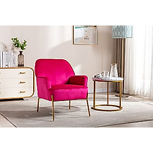 ZOBIDO Comfy Velvet Accent Chair with Glam Metal Legs for Dining Room Bedroom Living Room Beauty(Rose red)