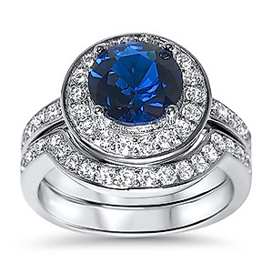 His Hers CZ Wedding Ring Set TRIO 3 PCS Bride Groom Couples Rings Him Her 9/7