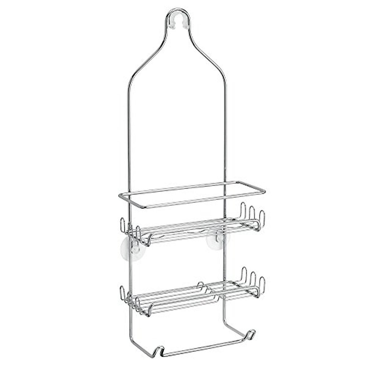 iDesign Milo Metal Wire Hanging Shower Caddy, Baskets and Towel Bar for Shampoo, Conditioner, and Soap with Hooks for Razors, Towels, and More, 9" x 4.5" x 21.25", Set of 2 - Chrome